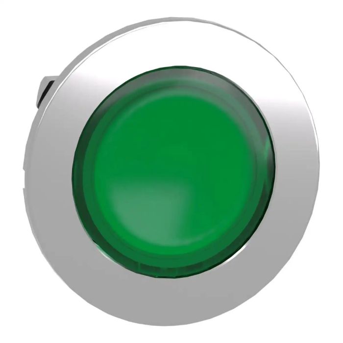 Head for illuminated push button, Harmony XB4, metal, green flush mounted, 30mm, universal LED ...
