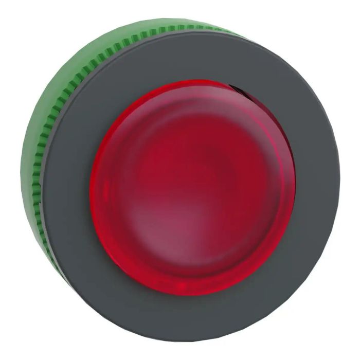 Head for illuminated push button, Harmony XB5, plastic, red projecting, universal LED, spring ...